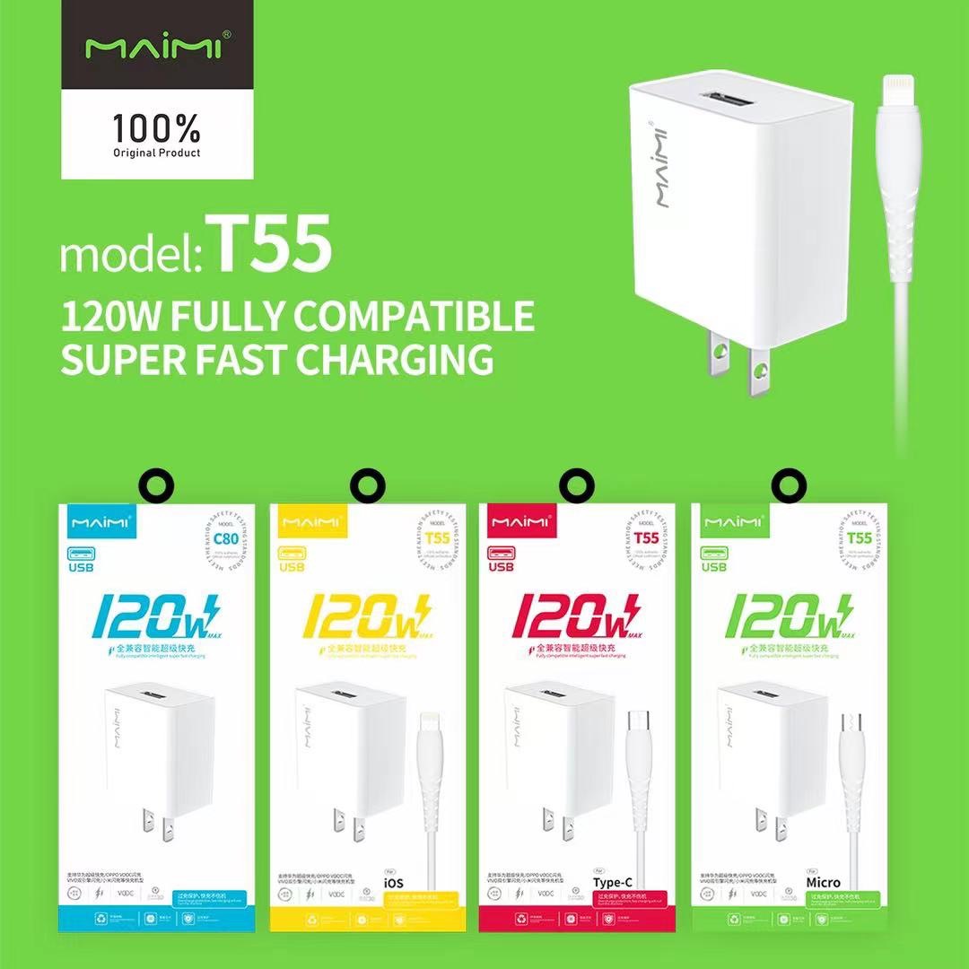 ชุดชาร์จ Maimi T55 ชาร์จเร็ว 120W พร้อมสาย Micro